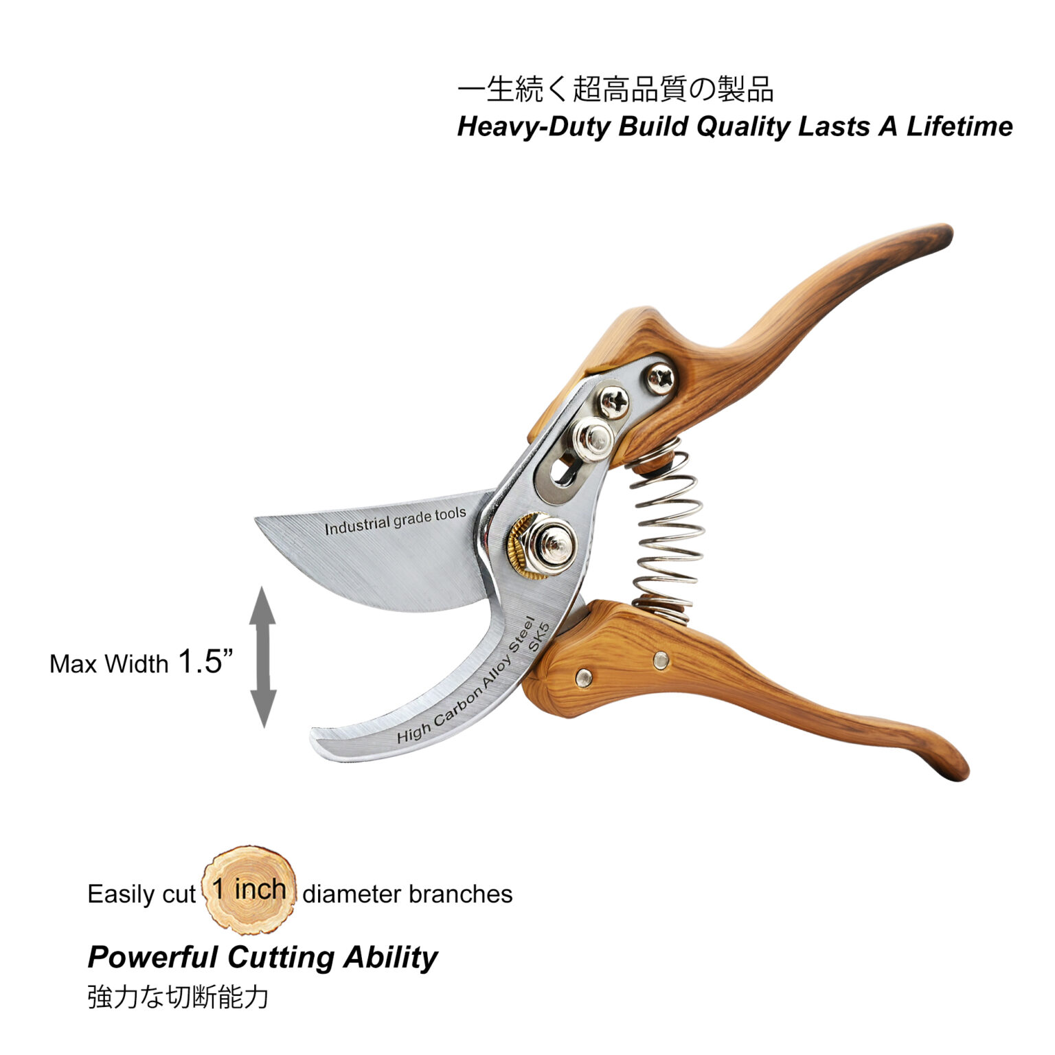 TONMA [Made in Japan] Pruning Shears 8“ Professional Bypass Garden Shears Secateurs, Japanese ...